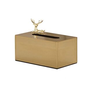 cosmetic tissue box,modern rectangle paper dispenser,rectangular holder for storage on bathroom vanity, countertop, bedroom dresser, night stand, desk, table (color : golden deer)