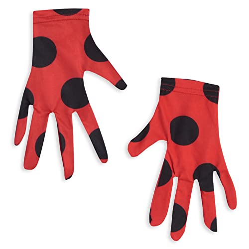 Miraculous Ladybug Little Girls Cosplay Jumpsuit Gloves and Mask 3 Piece Costume Set Polka Dots Red 6-6X