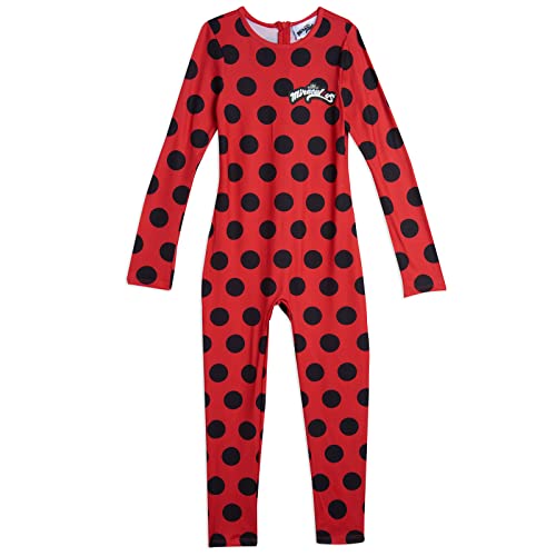 Miraculous Ladybug Little Girls Cosplay Jumpsuit Gloves and Mask 3 Piece Costume Set Polka Dots Red 6-6X