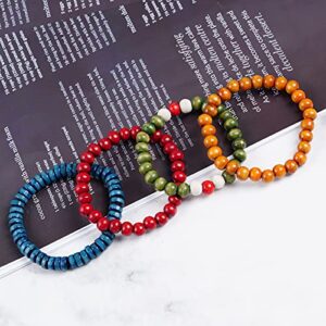 Lystaii 15pcs Wooden Beaded Bracelet Bangle Elastic Stretch Bracelet Set for Men and Women Elastic Prayer Beads for Meditation Buddha Tibetan Bracelet 8mm Beaded Bracelet Buddha Bracelet