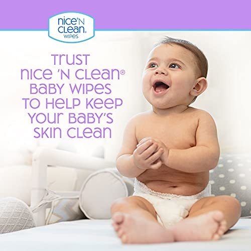 Nice 'n CLEAN Skin Care Baby Wipes Unscented 56ct (6-Pack) | Ideal for Sensitive Skin | Hypoallergenic, Plastic-Free, Plant-Based Wet Wipes