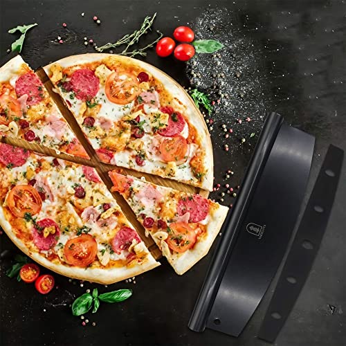 Varielots 14" Pizza Cutter Rocker, Pizza Slicer with Sharp Stainless Steel Blade with Protection Cover, Professional Food Grade Chopper for Crust, Pie, Salads, Fruits, Vegetables, Cakes