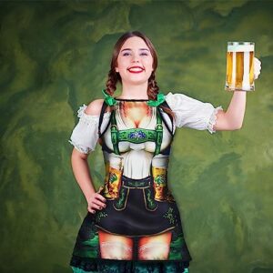 MOLDTAS Oktoberfest Apron Dirndl Apron for German Oktoberfest Party Costume, Novelty Apron for Woman Female Funny Apron for Kitchen Cooking BBQ Baking