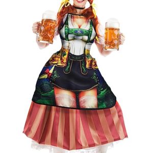 MOLDTAS Oktoberfest Apron Dirndl Apron for German Oktoberfest Party Costume, Novelty Apron for Woman Female Funny Apron for Kitchen Cooking BBQ Baking