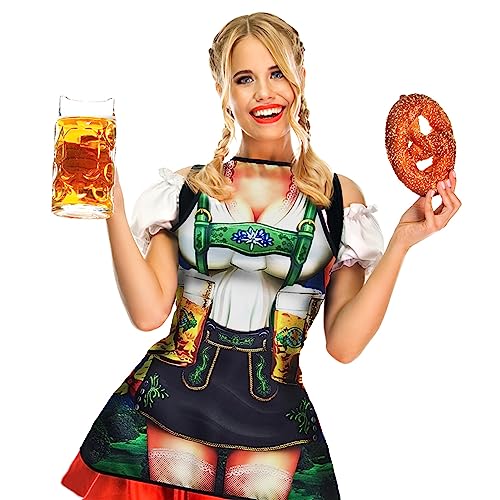 MOLDTAS Oktoberfest Apron Dirndl Apron for German Oktoberfest Party Costume, Novelty Apron for Woman Female Funny Apron for Kitchen Cooking BBQ Baking