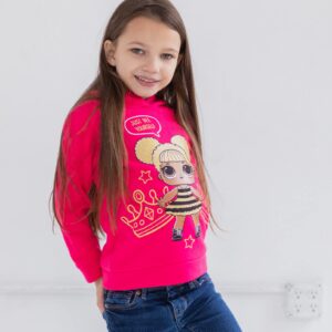 L.O.L. Surprise! Queen Bee Big Girls Fleece Pullover Hoodie Pink 10-12