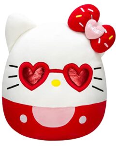 squishmallows hello kitty with red glasses 14-inch plush - sanrio ultrasoft stuffed animal large plush toy, official kellytoy plush