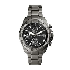 fossil men's bronson quartz stainless steel chronograph watch, color: smoke (model: fs5852)