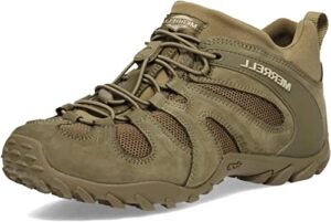 merrell men's cham 8 stretch tactical industrial shoe, dark olive, 12