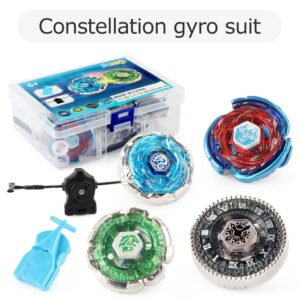 GOIJRER Gyros 4 Pieces Pack Battling Tops Metal Fusion Starter Set with Stickers Two Launchers Gift Idea Toys with Storage Box…