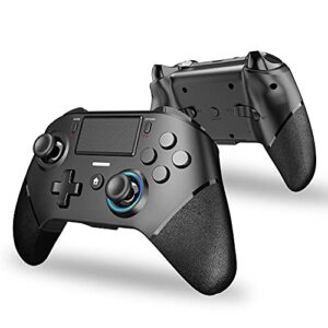 gcht gaming wireless pro controller for ps4/ps4 slim/ps4 pro compatible pc, steam, android and ios, mac, with back buttons, turbo, vibration, game joystick gamepad wireless/wired (dark black)