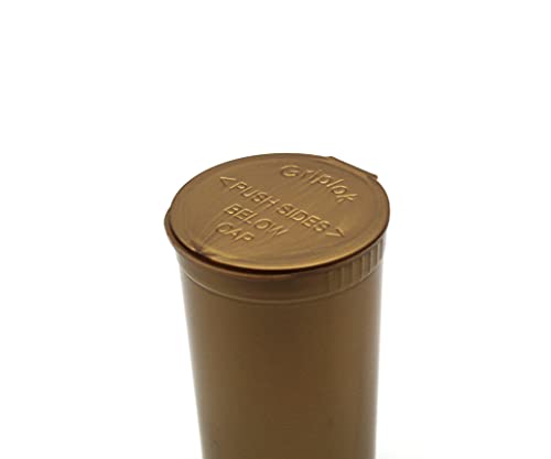 Smell Proof Containers, GriploK 19 Dram Pop Top Pill Bottle 3.5 Gram Bottles, 225 Bulk Pack – Smell Proof Waterproof Airtight Dispensary Containers - Certified Child Resistant - BPA Free [Gold]