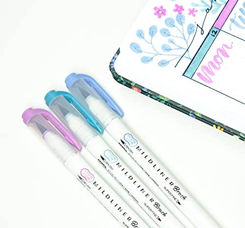 Zebra Pen Journaling and Lettering Set, Includes 6 Highlighters, 6 Brush Pens, and 6 Sarasa Clip Retractable Gel Pens, Pastel Ink Colors, 18-Pack, Multicolor (76018)