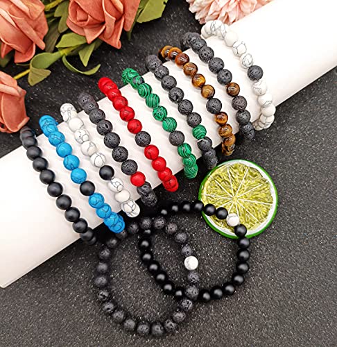 Jewdreamer 12Pcs Distance Relationship Bracelets 8mm Lava Rock Stone Beaded Bracelet for Men Women Stretch Yoga Healing Anxiety Bracelet Aromatherapy Essential Oil Diffuser Couple Bracelet Set