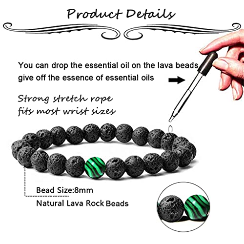 Jewdreamer 12Pcs Distance Relationship Bracelets 8mm Lava Rock Stone Beaded Bracelet for Men Women Stretch Yoga Healing Anxiety Bracelet Aromatherapy Essential Oil Diffuser Couple Bracelet Set