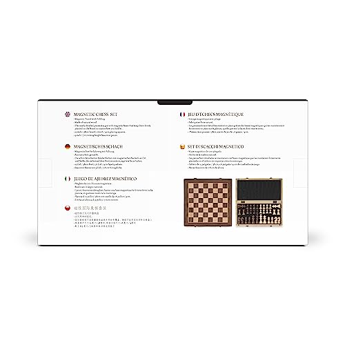 A&A 15" Magnetic Wooden Chess Set/Folding Board / 3" King Height German Knight Staunton Chess Pieces/Walnut & Maple Inlaid /2 Extra Queen/Board Games Chess Sets for Adults and Kids