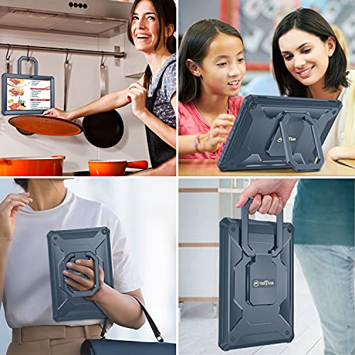 Fintie Case for All-New Amazon Fire HD 10 & Fire HD 10 Plus (11th Generation, 2021 Release) - [Tuatara Rotating] Multi-Functional Grip Carry Stand Cover w/Built-in Screen Protector, Navy