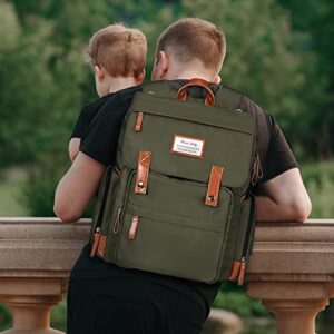 Diaper Bag Backpack Frank Mully Large Multifunction Travel Baby Bag for Mom Dad Army Green