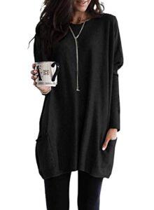 dokotoo womens comfy casual winter long sleeve t shirt tunics tops blouse fashion oversized shirts tunic with pockets tops for leggings summer autumn spring (us 16-18) xl,black