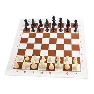 Andux Chess Game Set Chess Pieces and Rollable Board QPXQ-01 (Brown,35x35cm)