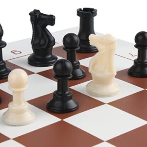 Andux Chess Game Set Chess Pieces and Rollable Board QPXQ-01 (Brown,35x35cm)