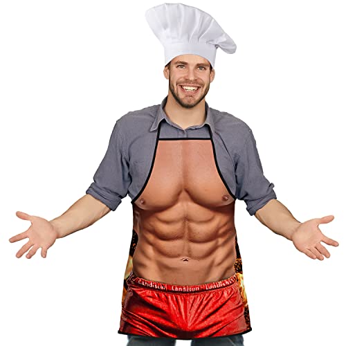 Landisun Chef Hat Apron White Chefs Hat Funny Apron Men Apron Women Apron Gag Gift Kitchen Cooking Flame Awesomeguy