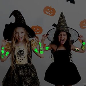 Partywind 250 Styles Glow Halloween Party Supplies, Luminous Halloween Temporary Tattoos for Kids Birthday Party Decorations Favors, Halloween Gifts Goodie Bag Fillers (24 Sheets)