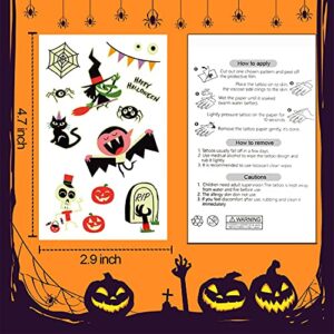 Partywind 250 Styles Glow Halloween Party Supplies, Luminous Halloween Temporary Tattoos for Kids Birthday Party Decorations Favors, Halloween Gifts Goodie Bag Fillers (24 Sheets)