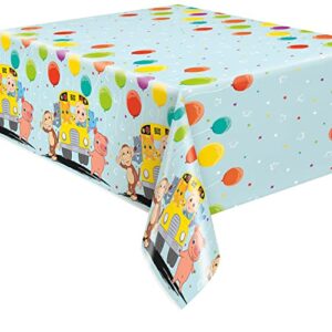 unique cocomelon rectangular plastic 54" x 84" i pack of 1 table cover, multicolor