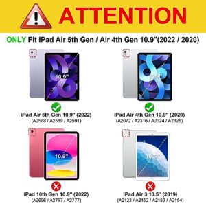 Fintie Hybrid Slim Case for iPad Air 5th Generation (2022) / iPad Air 4th Generation (2020) 10.9 Inch - [Built-in Pencil Holder] Shockproof Cover with Clear Transparent Back Shell, Lilac Purple