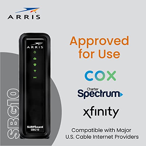 ARRIS Surfboard SBG10-RB DOCSIS 3.0 Cable Modem & AC1600 Dual Band Wi-Fi Router, Approved for Cox, Spectrum, Xfinity & Others (RENEWED)