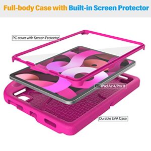 SUPLIK Kids Case for iPad Air 5th/4th Generation (10.9 inch,2022/2020), iPad Pro 11 Case with Screen Protector, iPad Air 5 Protective Case with Handle Stand for Apple iPad Air Gen 4/5, Pink