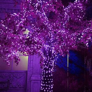 Twinkle Star 33 FT 120 LED Outdoor Solar String Lights, Solar Powered Halloween Decorative Fairy Lights with 8 Modes, Waterproof Black Wire Light Christmas Patio Yard Wedding Party, Purple, 2 Pack