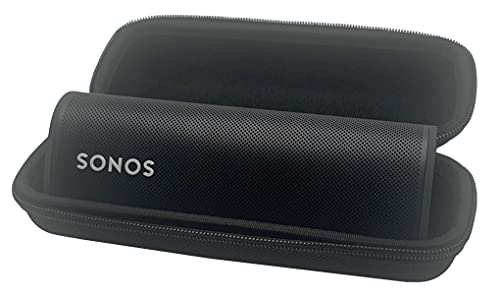 Solvacom Compact Zippered Sonos Roam Travel Case – Zip Up Carrier Storage Box Zipper Bag for Carrying Sonos Roam Portable Bluetooth Speaker (Black)