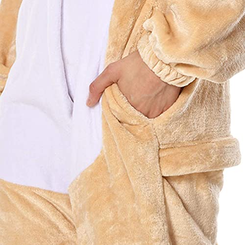 OLAOLA Adult Animal Onesie, Adult Unisex Fox Onesies, Plush Cosplay Pajamas, One Piece Sleepwear Halloween Costume