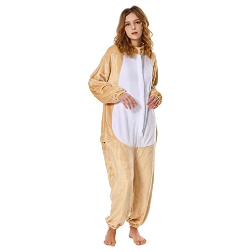 OLAOLA Adult Animal Onesie, Adult Unisex Fox Onesies, Plush Cosplay Pajamas, One Piece Sleepwear Halloween Costume