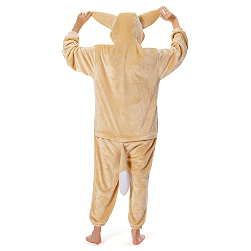 OLAOLA Adult Animal Onesie, Adult Unisex Fox Onesies, Plush Cosplay Pajamas, One Piece Sleepwear Halloween Costume