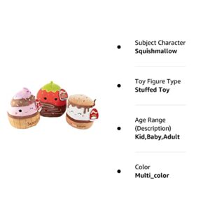 Squishmallow 8" Dessert Food Plush, 3pk - Cupcake, Smores, & Strawberry - Set of 3 - Official Kellytoy - Soft and Squishy Adorable Stuffed Animal Toy - Great Gift for Kids - Ages 2+