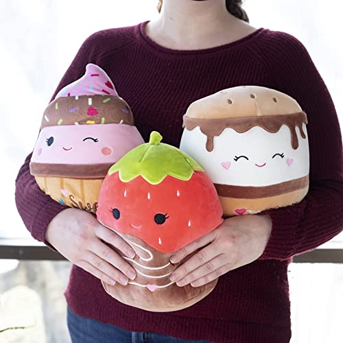 Squishmallow 8" Dessert Food Plush, 3pk - Cupcake, Smores, & Strawberry - Set of 3 - Official Kellytoy - Soft and Squishy Adorable Stuffed Animal Toy - Great Gift for Kids - Ages 2+