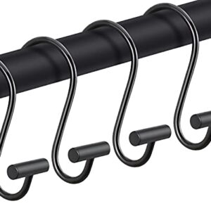 CHICTIE Black Shower Curtain Hooks Rings, Decorative Shower Curtain Rings for Bathroom Shower Curtains Rods, Set of 12 Premium Rust-Resistant Metal Shower Hooks Hangers T Shaped Design