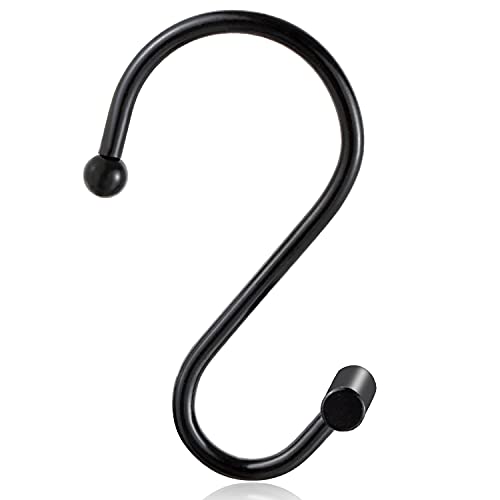 CHICTIE Black Shower Curtain Hooks Rings, Decorative Shower Curtain Rings for Bathroom Shower Curtains Rods, Set of 12 Premium Rust-Resistant Metal Shower Hooks Hangers T Shaped Design