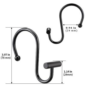 CHICTIE Black Shower Curtain Hooks Rings, Decorative Shower Curtain Rings for Bathroom Shower Curtains Rods, Set of 12 Premium Rust-Resistant Metal Shower Hooks Hangers T Shaped Design