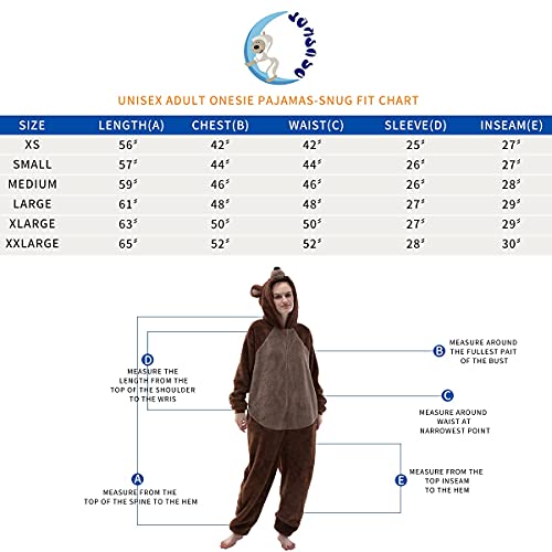 COSUSKET Fitted Unisex Adult Bear Onesie Pajamas, Halloween Sherpa Women's Cosplay Animal One Piece Costume (Brown, XLarge)