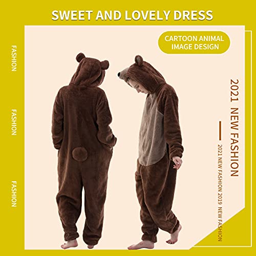 COSUSKET Fitted Unisex Adult Bear Onesie Pajamas, Halloween Sherpa Women's Cosplay Animal One Piece Costume (Brown, XLarge)