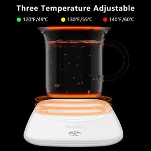 Kerjthu Coffee Mug Warmer, Smart Cup Warmer for Desk with Gravity-Induction & 3-Temperature Control, White Beverage Warmer for Coffee, Tea, Milk, Tea Warmer Gift for Mother, Father