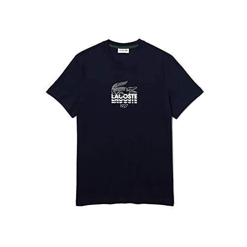 Lacoste Men's Short Sleeve Bold Print Crewneck T-Shirt, Navy Blue, Small