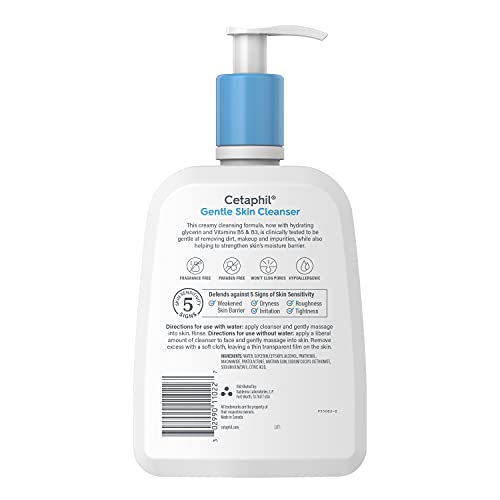 Cetaphil Face Wash, Hydrating Gentle Skin Cleanser for Dry to Normal Sensitive Skin, NEW 16 oz 2 Pack, Fragrance Free, Soap Free and Non-Foaming