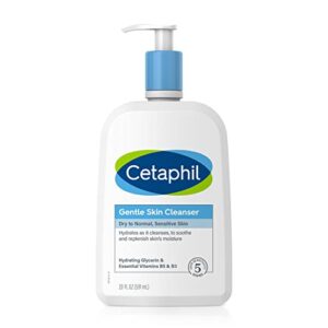 cetaphil face wash, hydrating gentle skin cleanser for dry to normal sensitive skin, new 20oz, fragrance free, soap free and non-foaming