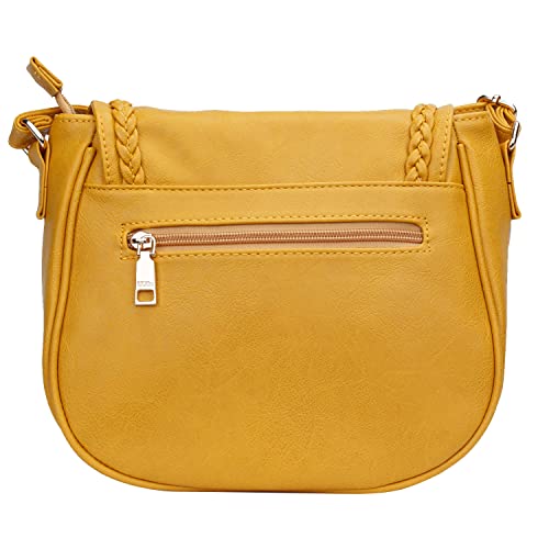 KKXIU Casual Flap Saddle Crossbody Bags for Women Purses and Handbags with Tassel (Z-Mustard)