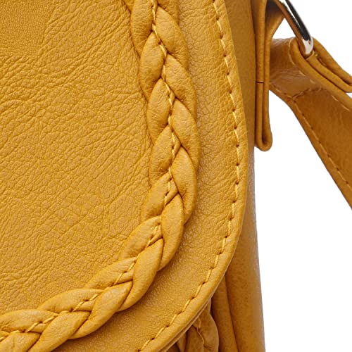 KKXIU Casual Flap Saddle Crossbody Bags for Women Purses and Handbags with Tassel (Z-Mustard)